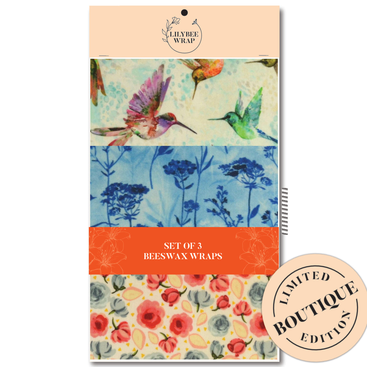 Hummingbird Harmony - Set of 3 Beeswax Wraps – LilyBee Wrap